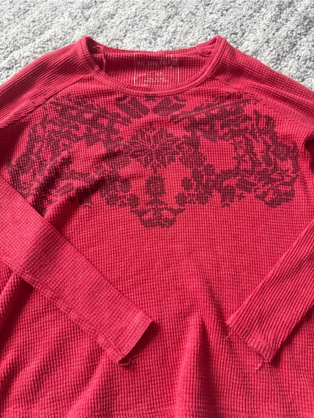 We The Free | Tops | We The Free Waffle Knit Red Shirt With Front ...